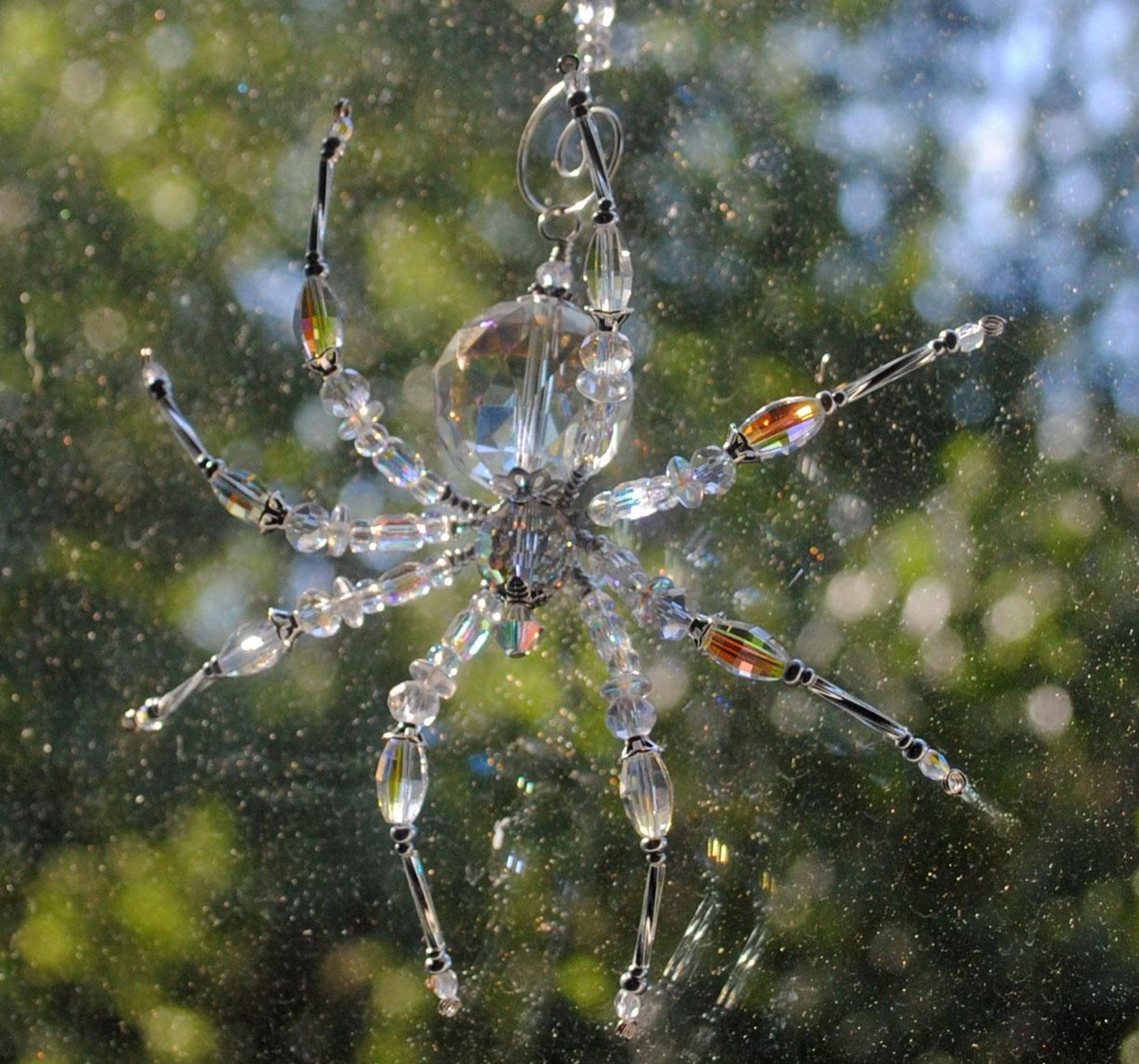 Stunning Large 24mm Multifaceted Ball Clear AB Sparkly Beaded Spider ...