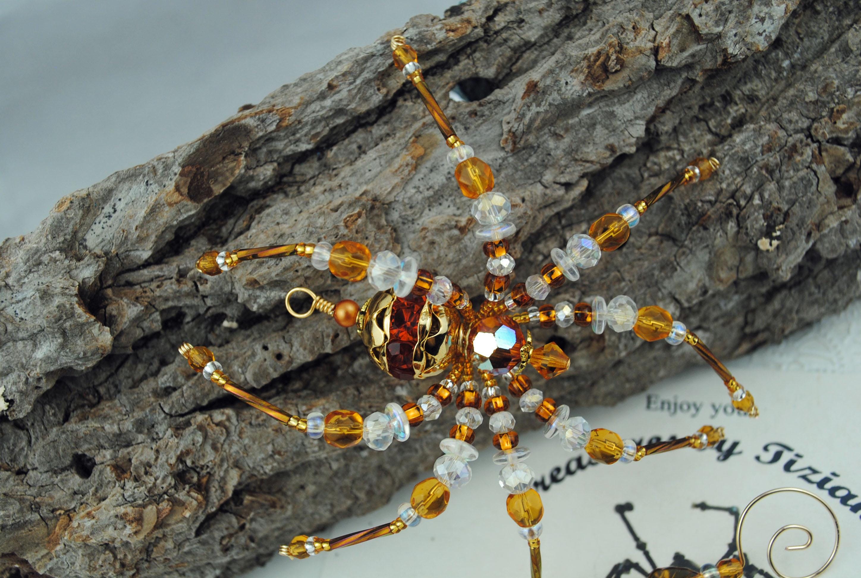 November Birthstone Beaded Spider, Swarovski Crystal Topaz Spider ...