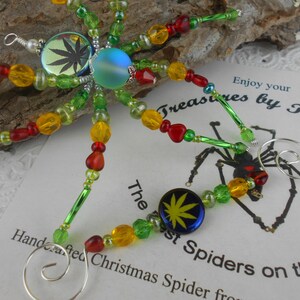 Marijuana Symbol Cannabis Leaf Beaded Christmas Spider Ornament German ...