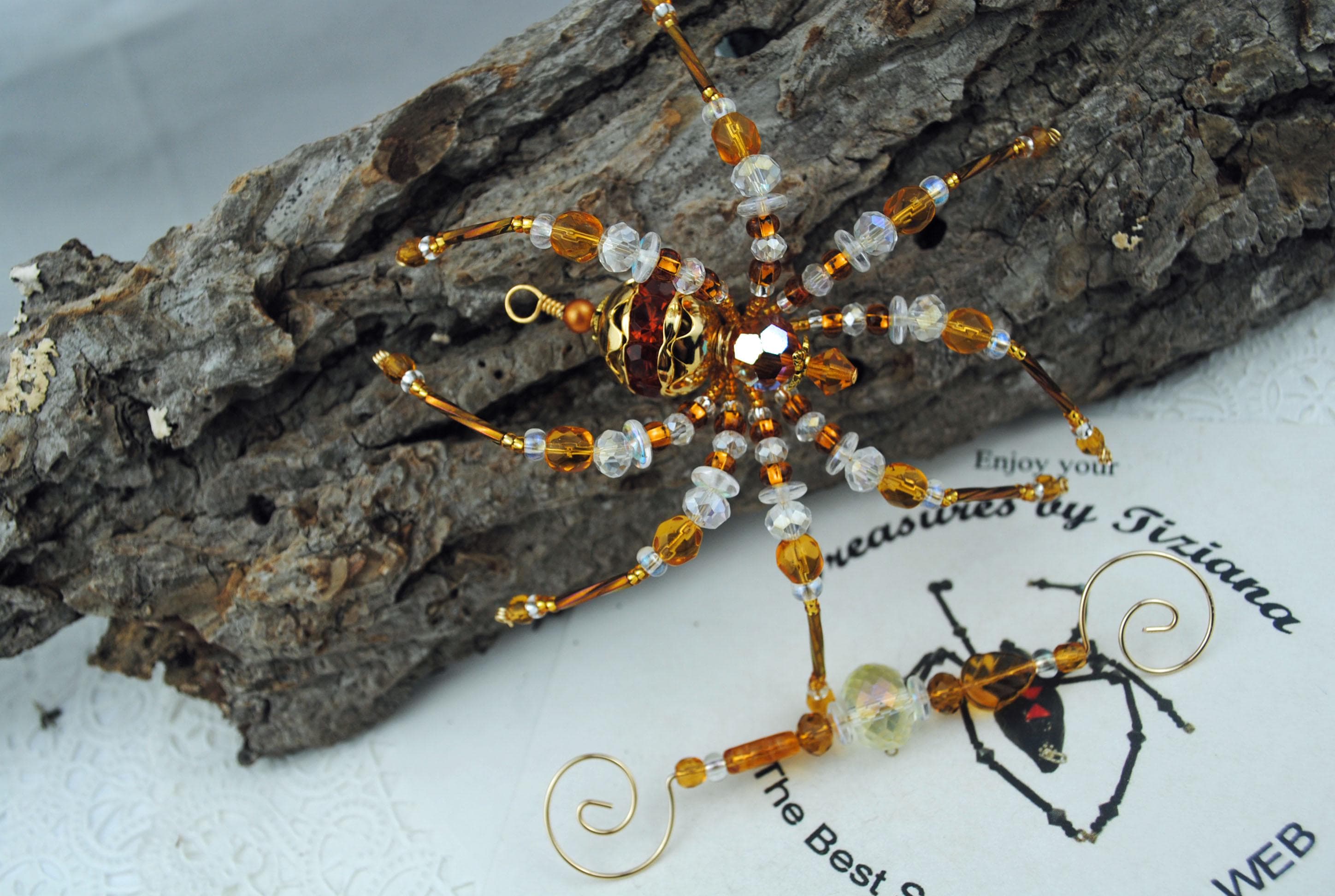 November Birthstone Beaded Spider, Swarovski Crystal Topaz Spider ...