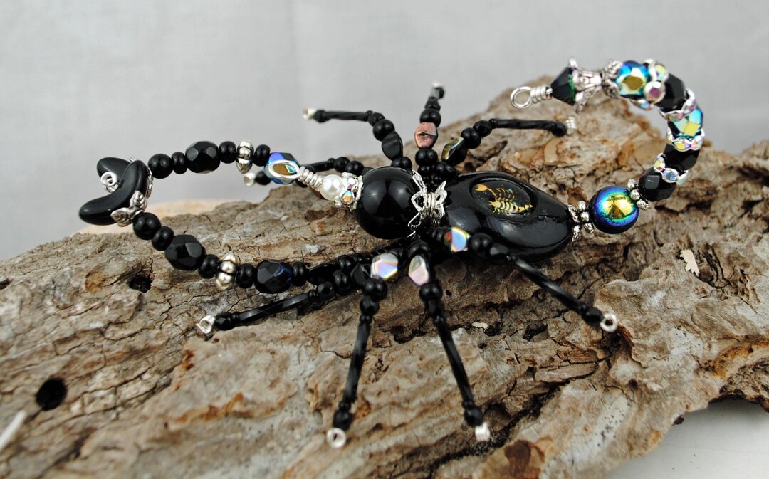 Beaded Crystal Silver Black Scorpion Home Office Desk Pet Secret Santa ...