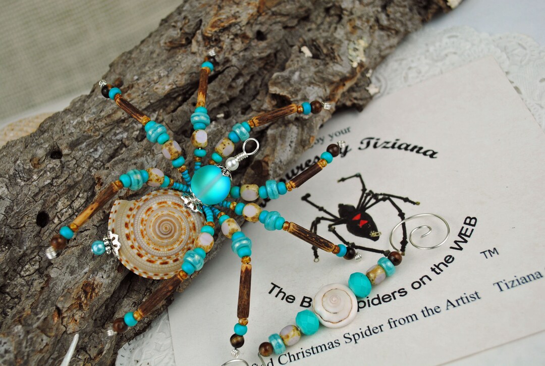 Beach House Boat Décor, Office Desk Pet, Sundial Shell Beaded Spider ...