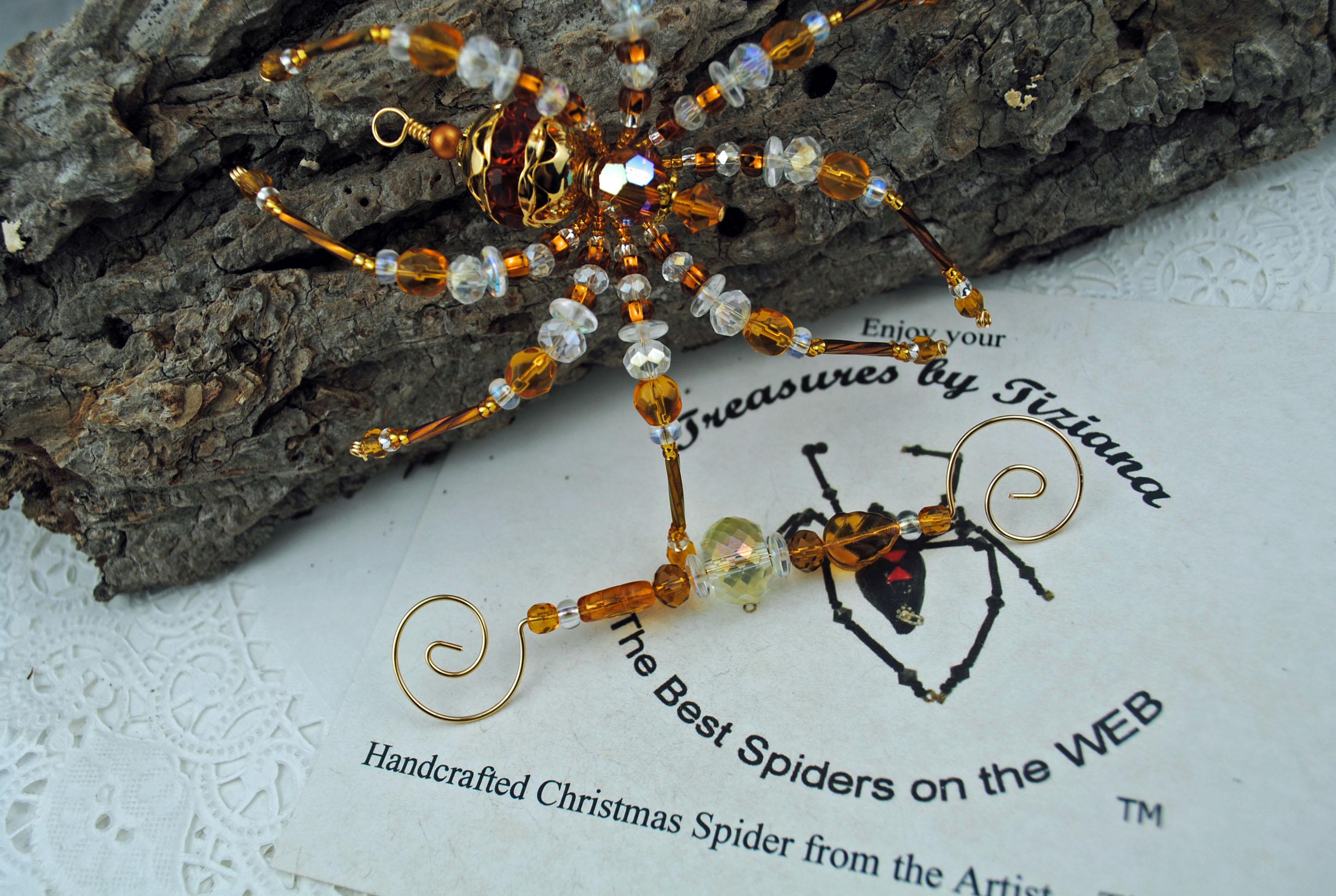 November Birthstone Beaded Spider, Swarovski Crystal Topaz Spider ...