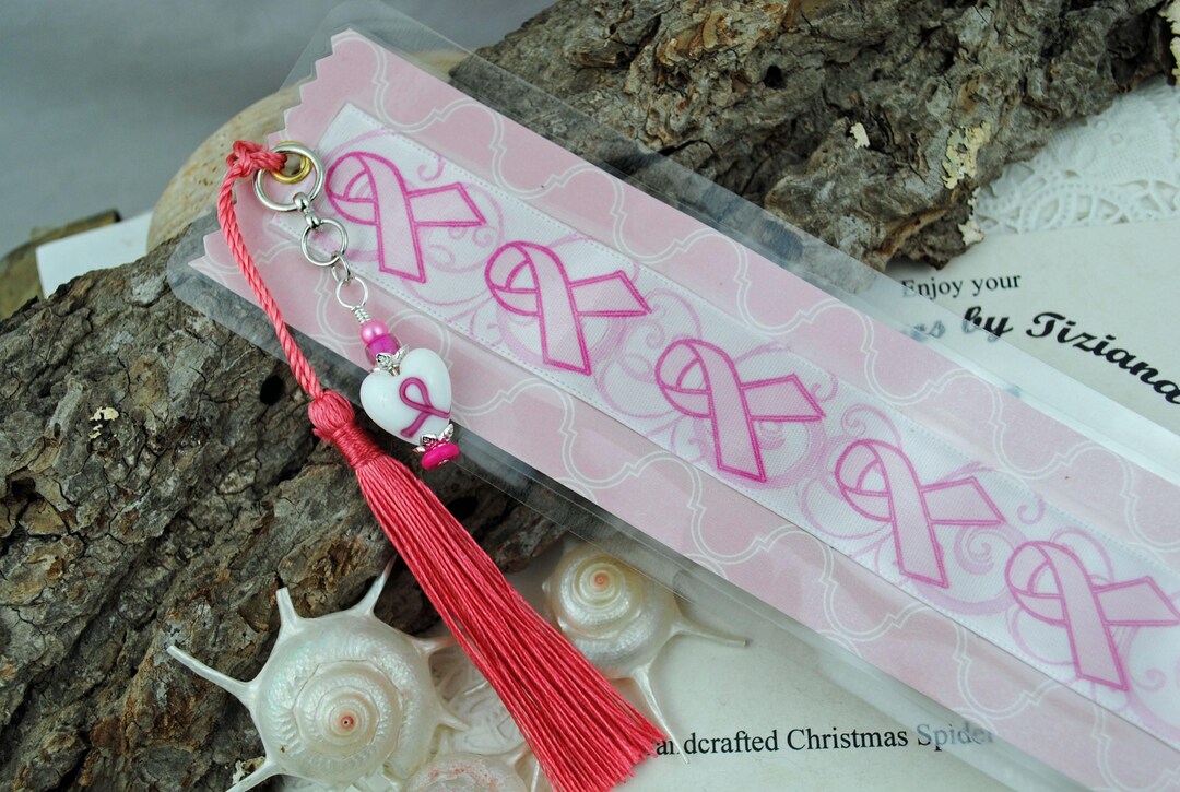 Handmade Breast Cancer Awareness Pink Ribbon Bookmark Gift, Tassel Book ...