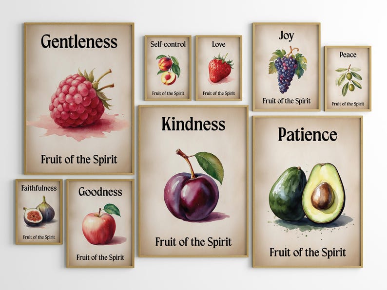 Bundle - Set of 9 Posters and 9 Fruits in 1 Poster - Galatians 5:22 ...