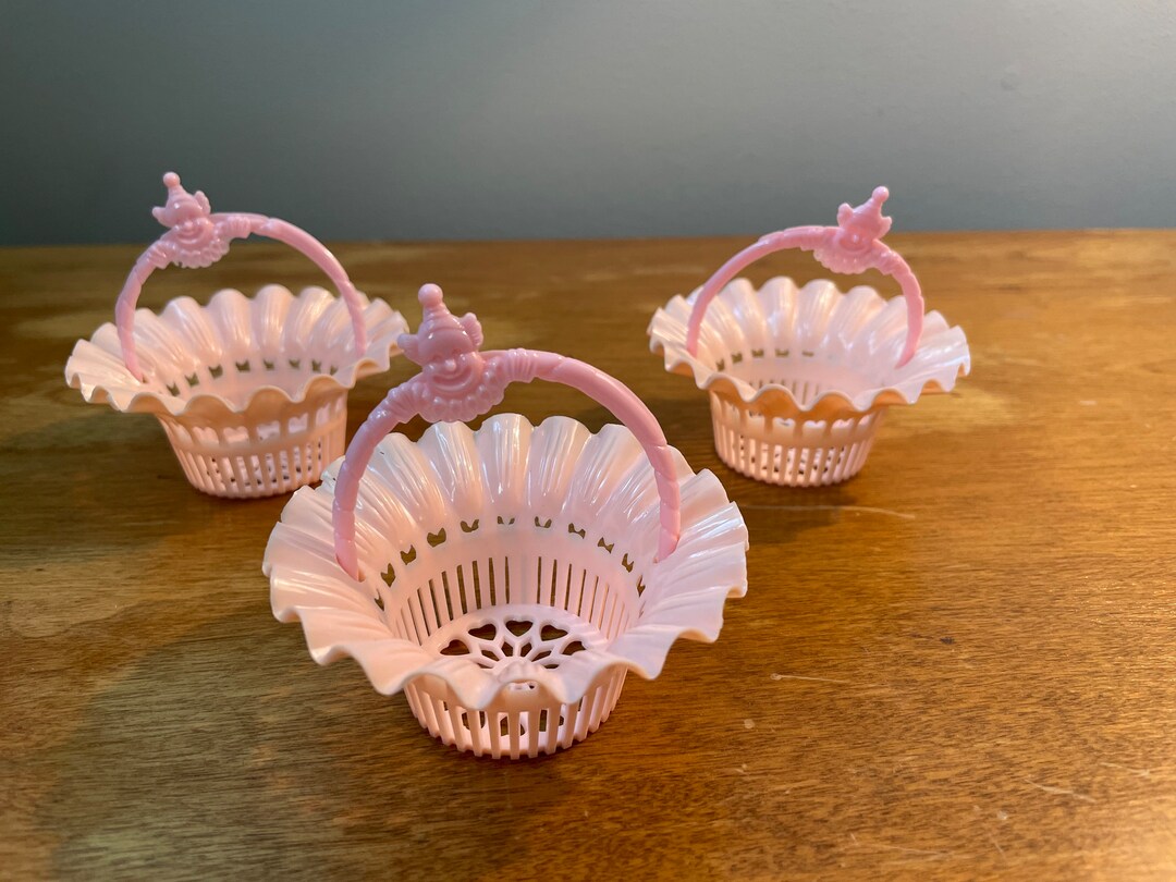 Vintage Pink Plastic Basket Party Favors Cake Topper - Etsy