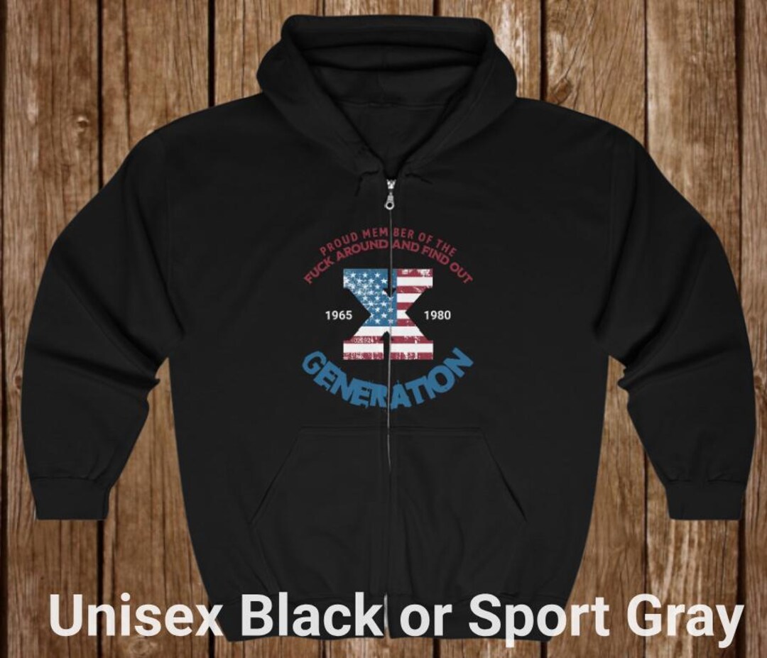 Generation X Full Zip Hoodie, 80s , Gen X Sweatshirt, American Hoodie ...