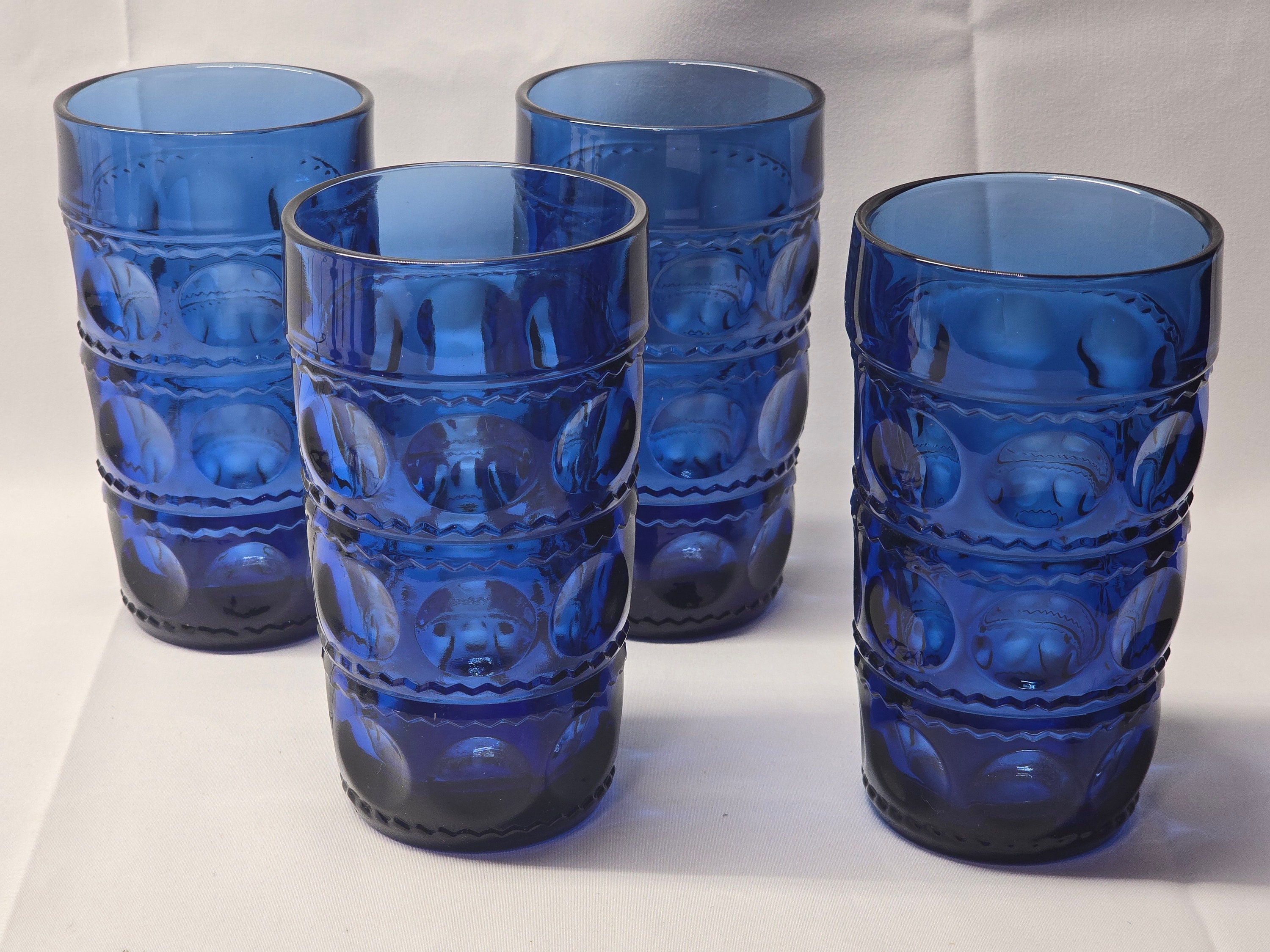 Vintage Tiara Glass CROWN IMPERIAL BLUE 5.5 Iced Tea Beverage Glass Set ...