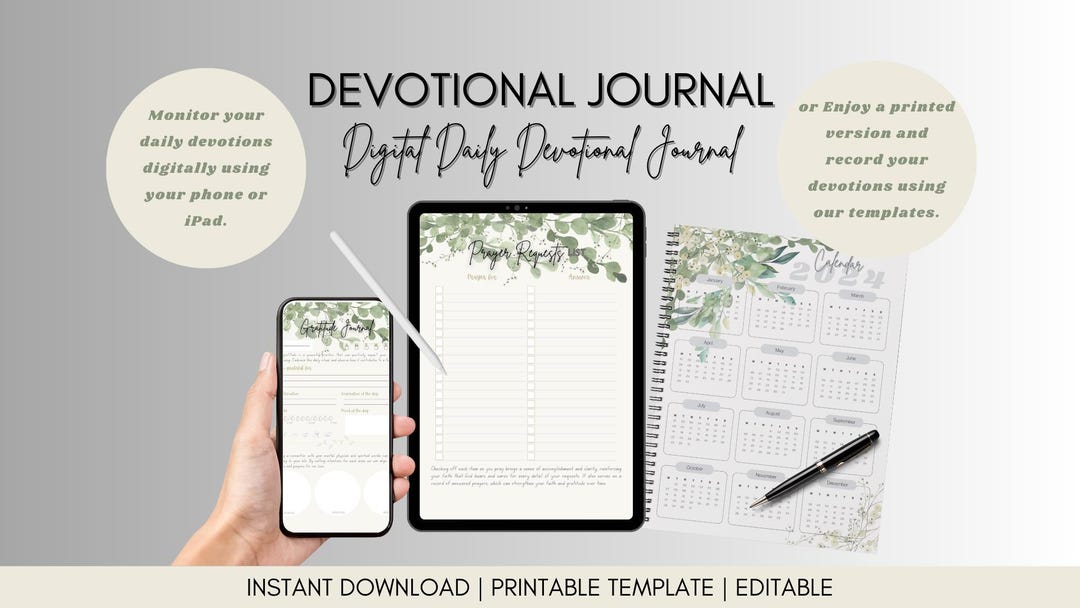 Daily Devotional Journal Printable Digital Christian Planner Faith ...
