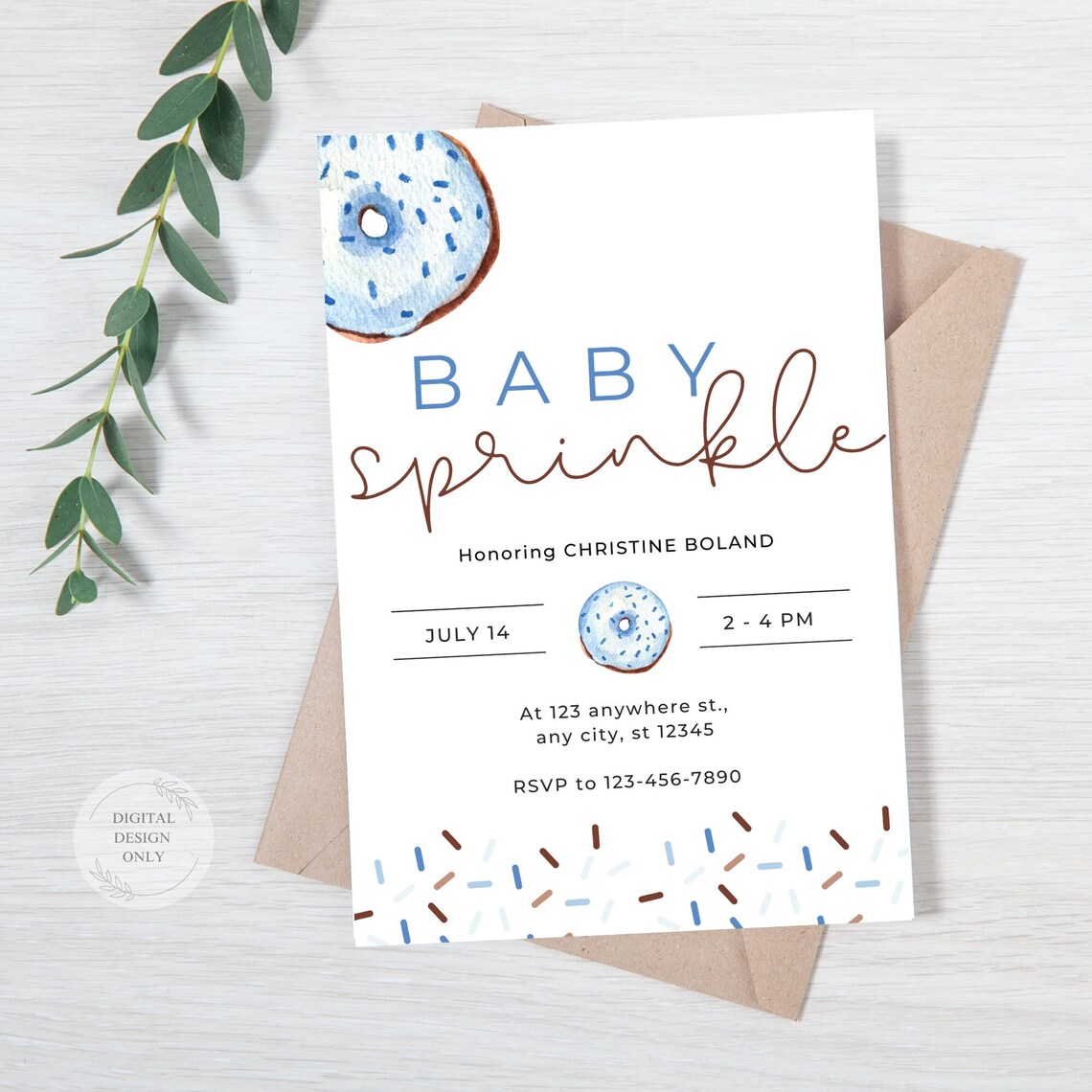 Boy Baby Sprinkle Invitation, Baby Sprinkle Invitation, Personalized ...