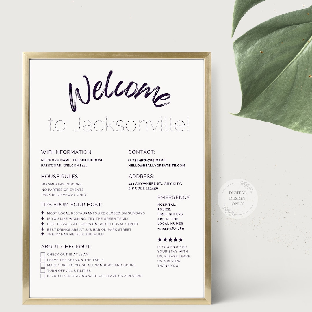 Air Bnb Welcome Sign Printable, Air Bnb Information Printable, Air Bnb ...