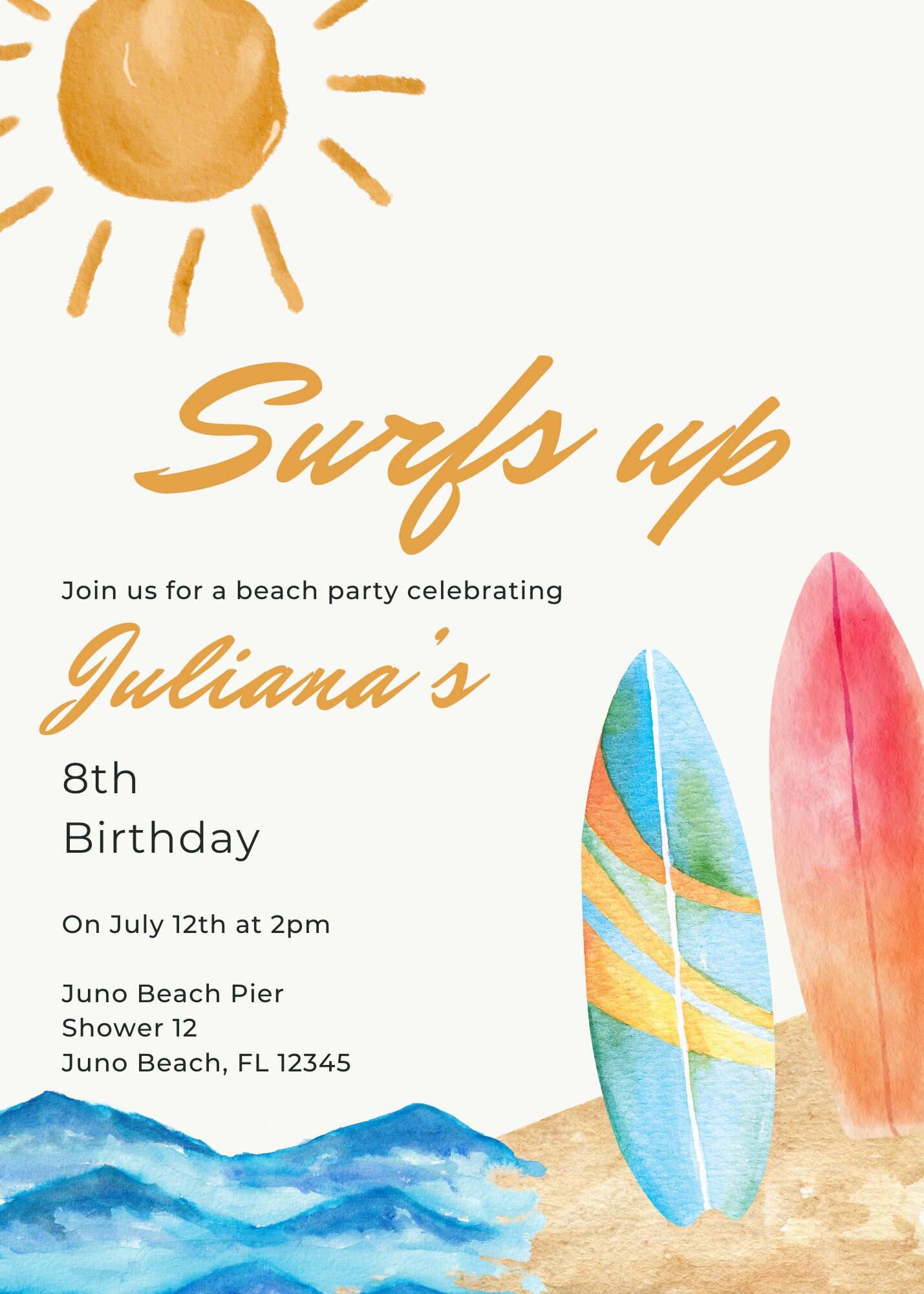 Beach Birthday Invitation, Beach Theme Birthday, Kids Birthday ...