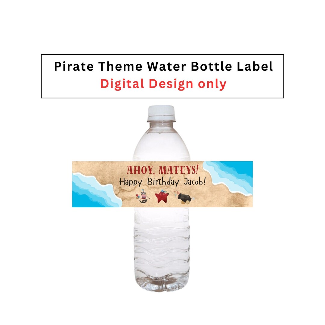 Pirate Theme Water Bottle Label, Pirate Birthday Party,pirate Theme ...