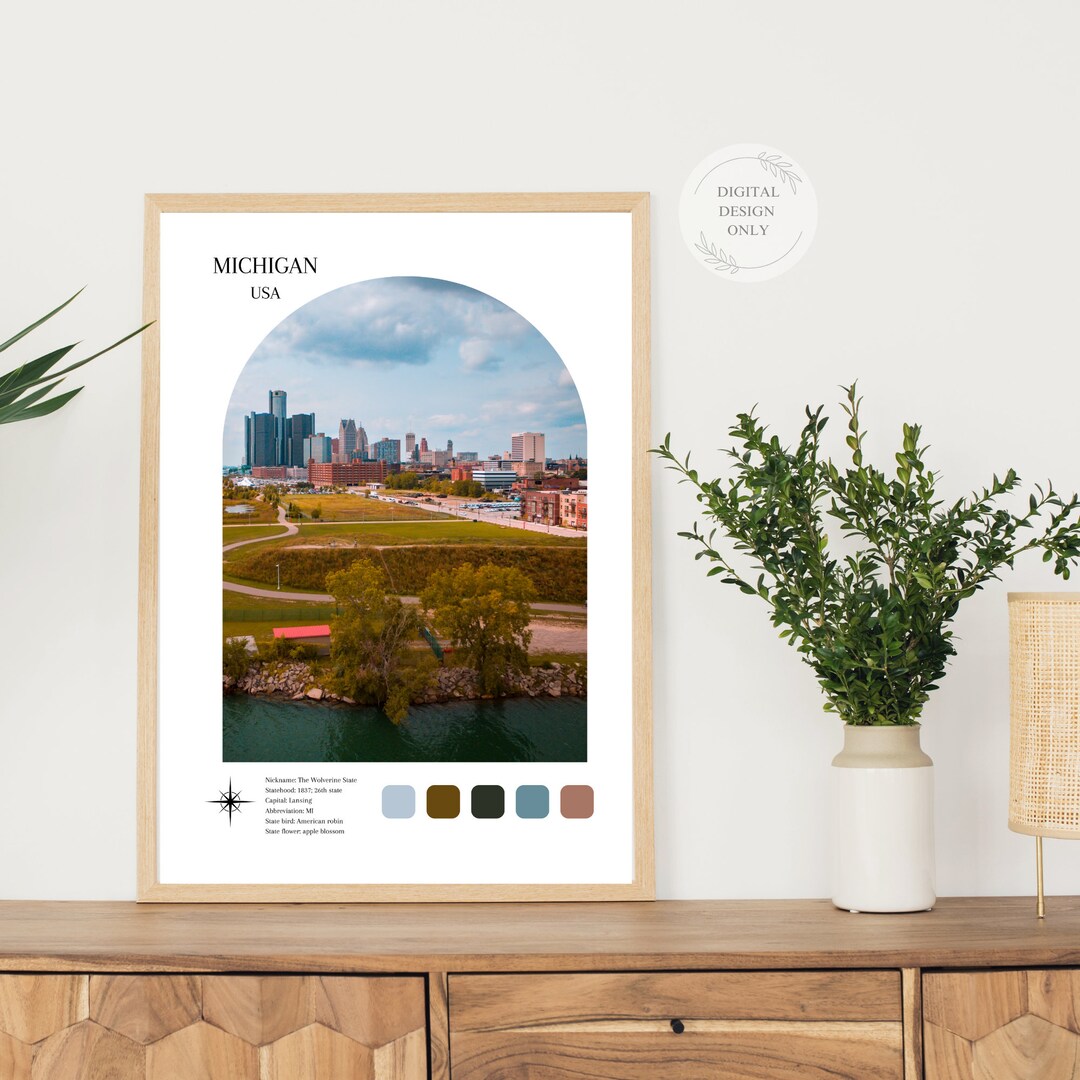 Michigan Printable, Michigan Wall Art, Home Decor Printable, Michigan ...
