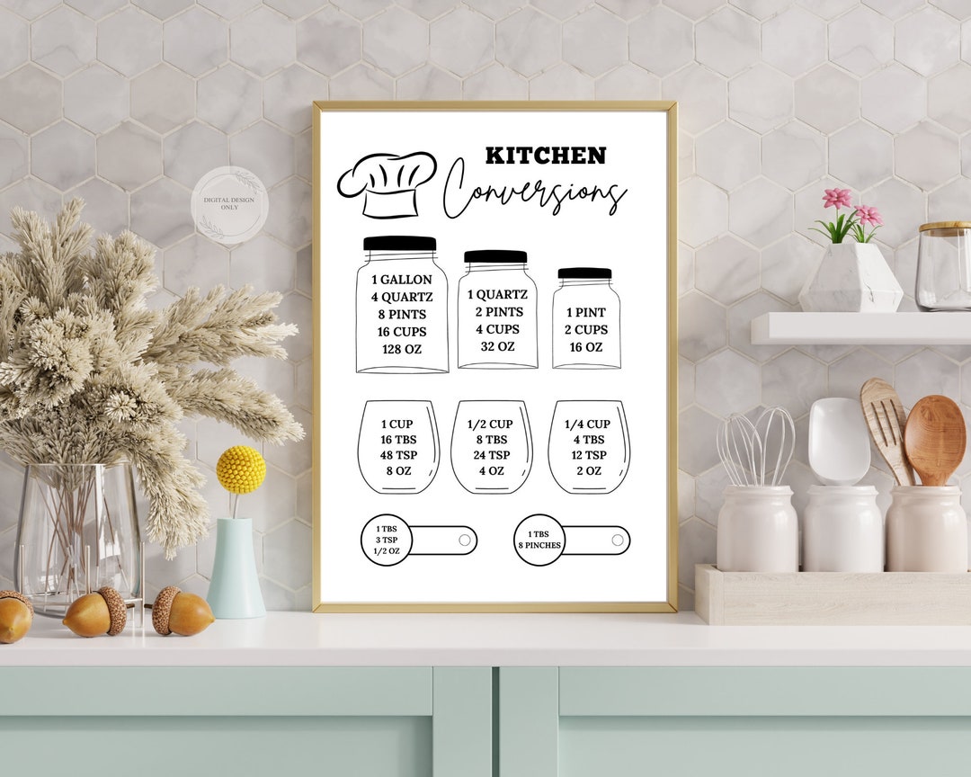 Kitchen Conversions Printable, Kitchen Conversions Wall Art, Kitchen ...