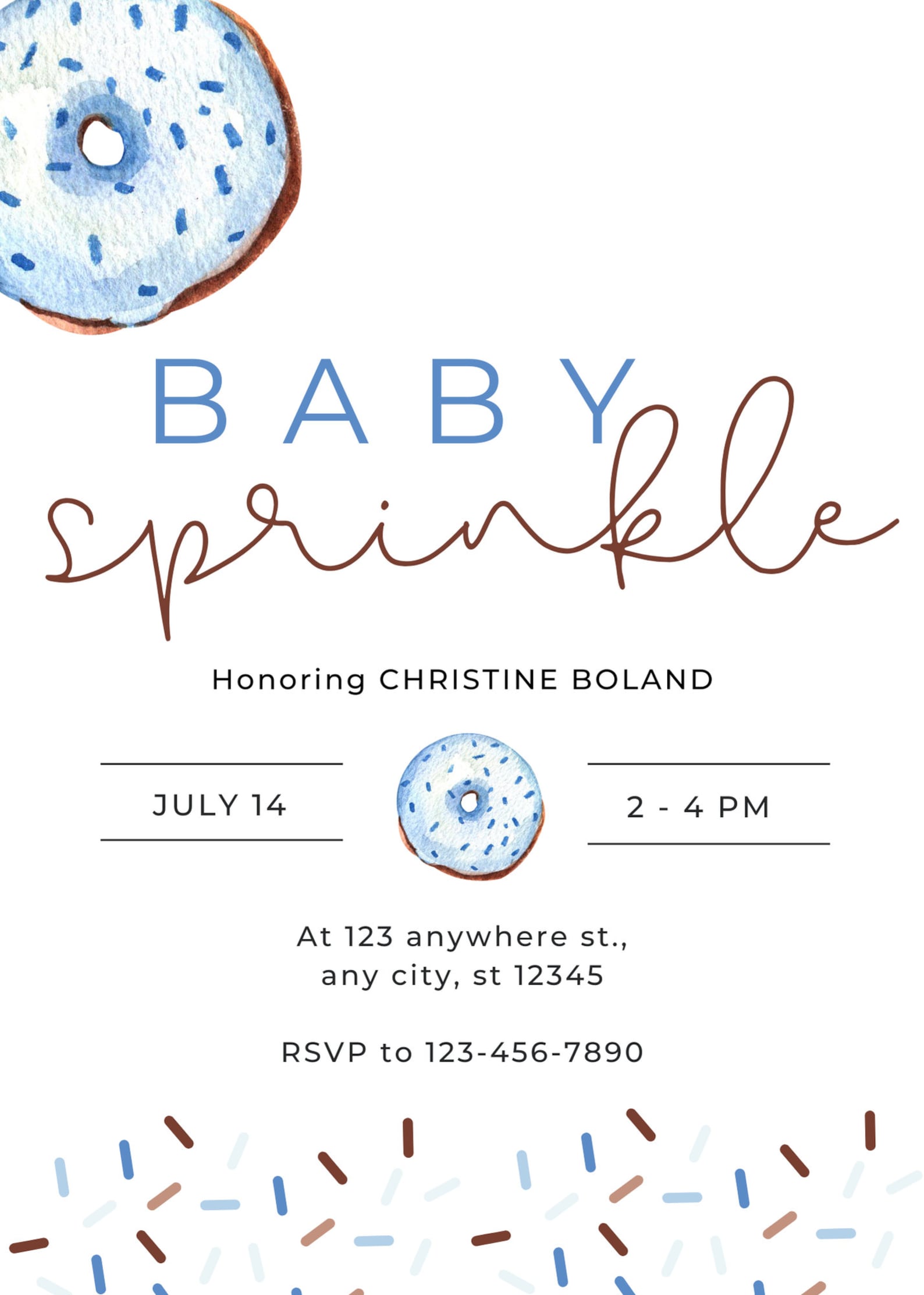 Boy Baby Sprinkle Invitation, Baby Sprinkle Invitation, Personalized ...