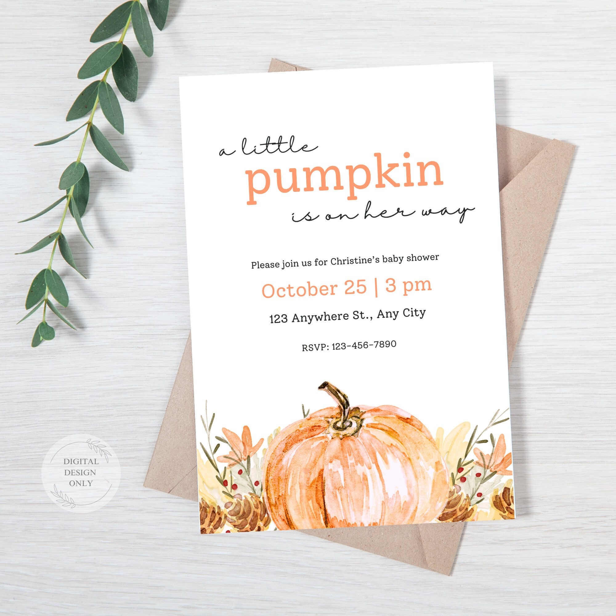 Pumpkin Baby Shower Invitation,fall Invite, Baby Shower Invitation ...
