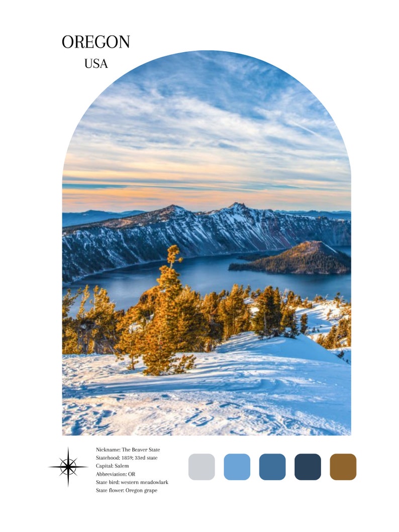 Oregon Printable, Oregon Wall Art, Home Decor Printable, Oregon State ...