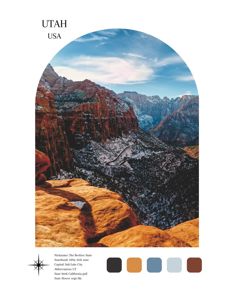 Utah Printable, Utah Wall Art, Home Decor Printable, Utah State Wall ...