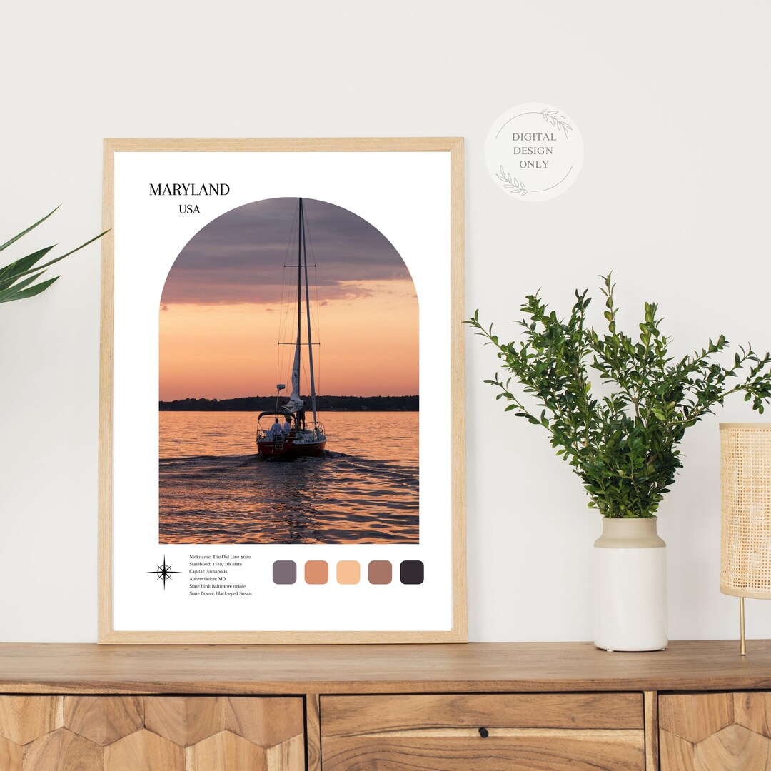 Maryland Printable, Maryland Wall Art, Home Decor Printable, Maryland ...