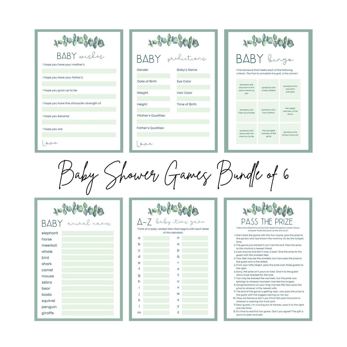 Baby Shower Game Bundle, Minimalist Baby Shower Games, Modern Baby ...