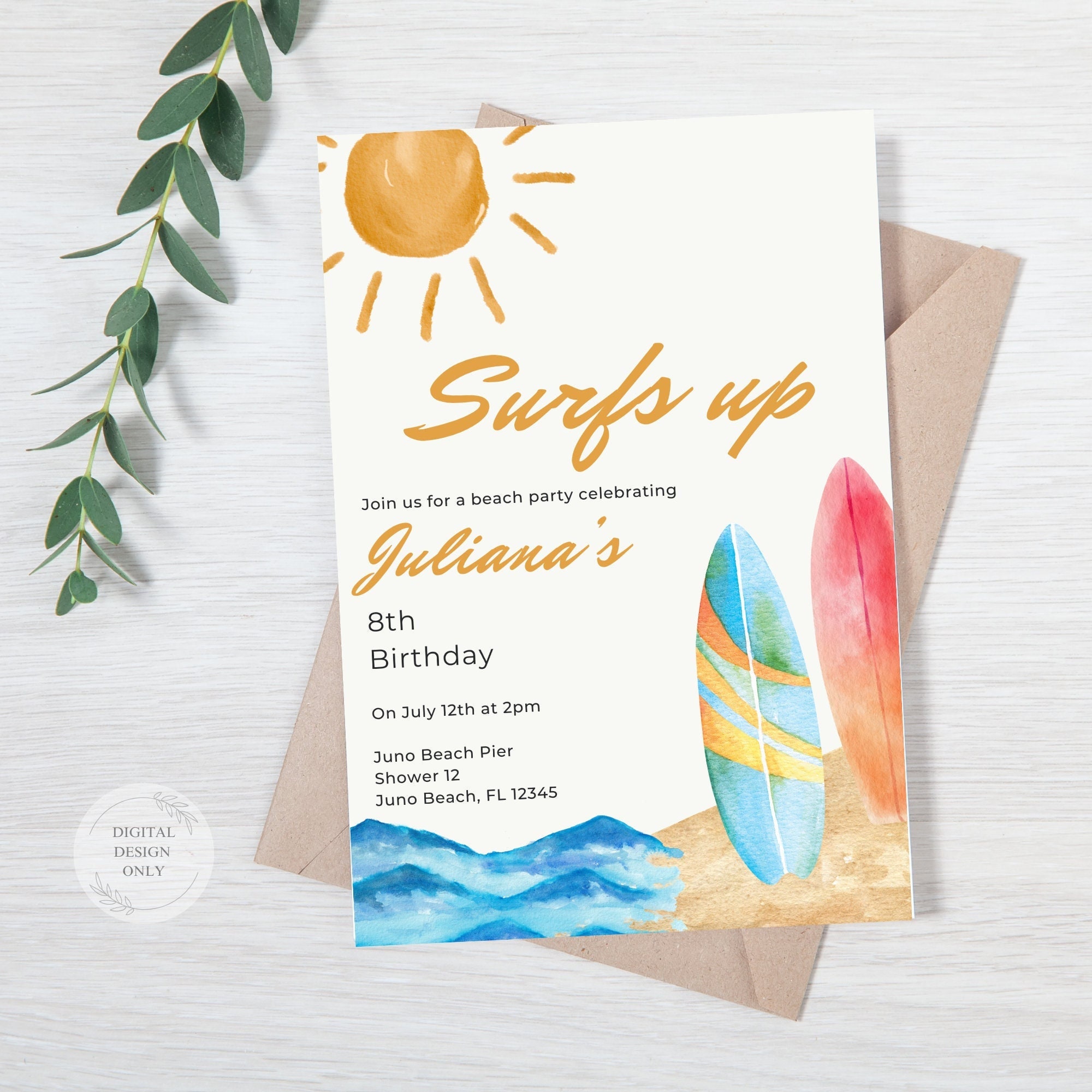 Beach Birthday Invitation, Beach Theme Birthday, Kids Birthday ...