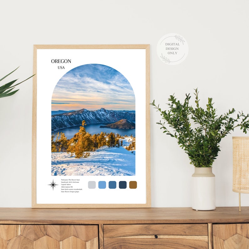 Oregon Printable, Oregon Wall Art, Home Decor Printable, Oregon State ...