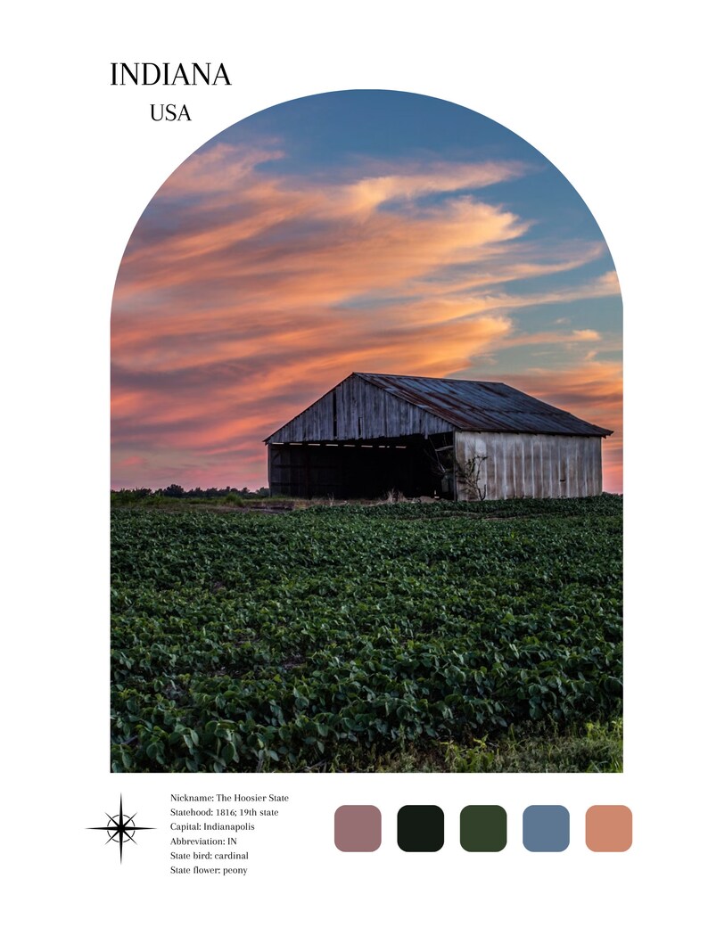 Indiana Printable, Indiana Wall Art, Home Decor Printable, Indiana ...