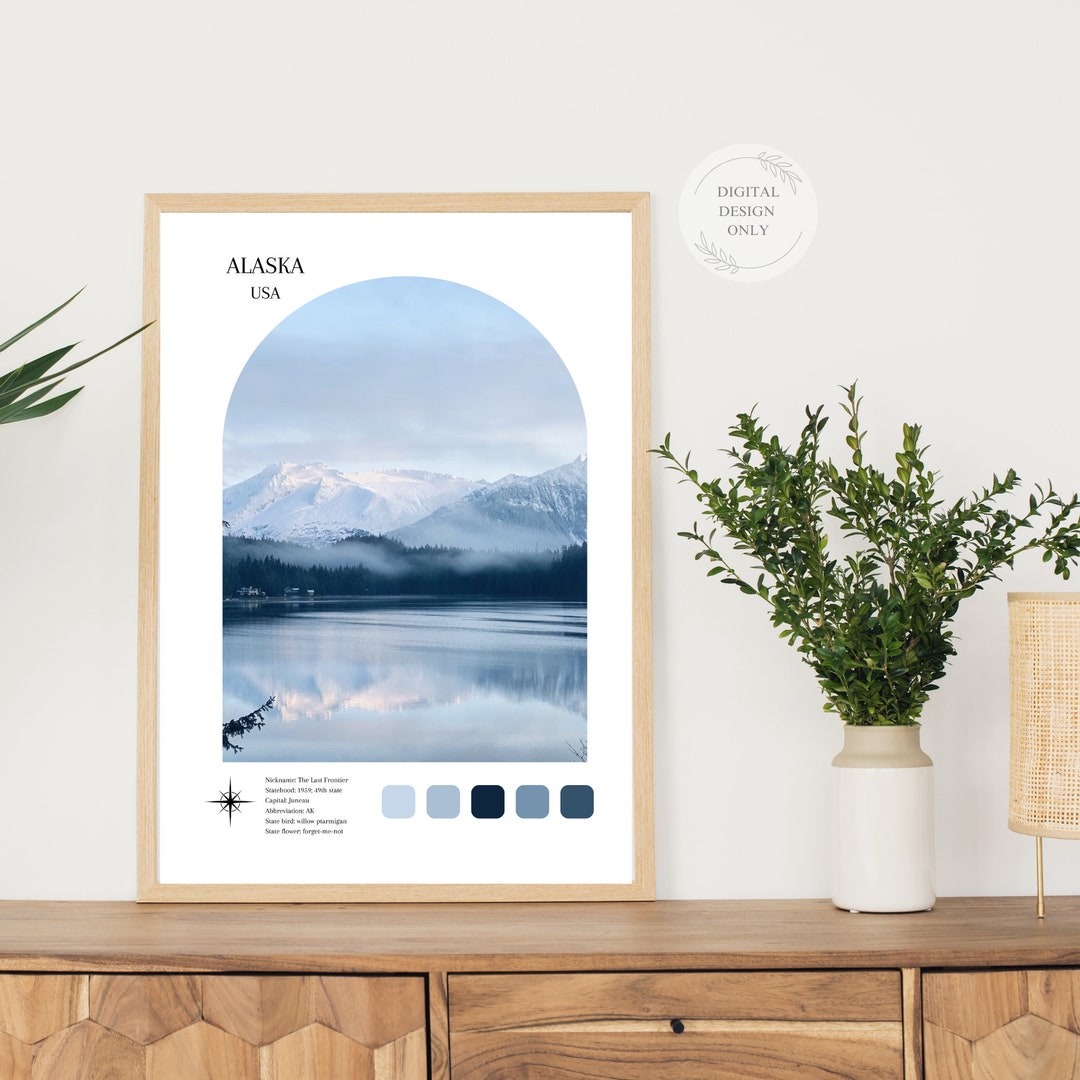 Alaska Printable, Alaska Wall Art, Home Decor Printable, Alaska State ...