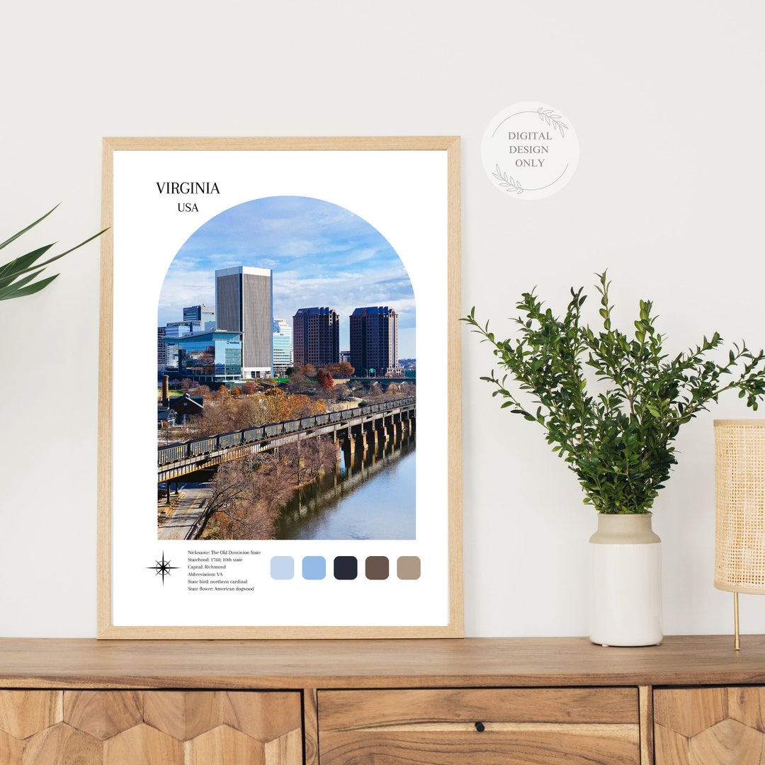 Virginia Printable, Virginia Wall Art, Home Decor Printable, Virginia ...