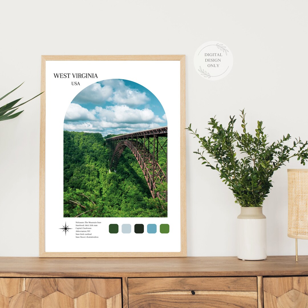 West Virginia Printable, West Virginia Wall Art, Home Decor Printable ...
