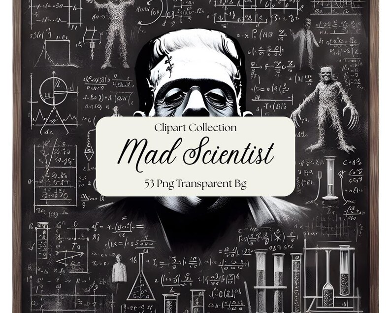 Mad Scientist Clipart: Macabre Lab Specimens, Monster Parts (PNG ...
