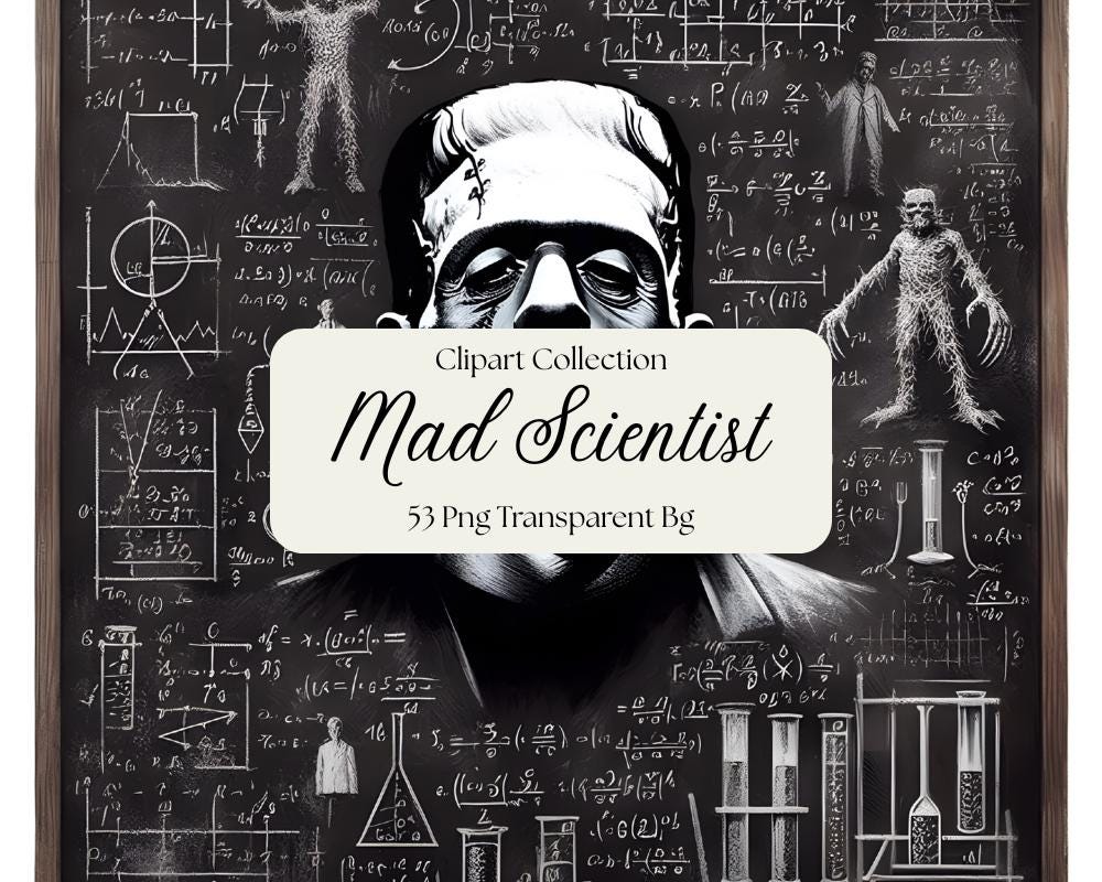 Mad Scientist Clipart: Macabre Lab Specimens, Monster Parts (PNG ...
