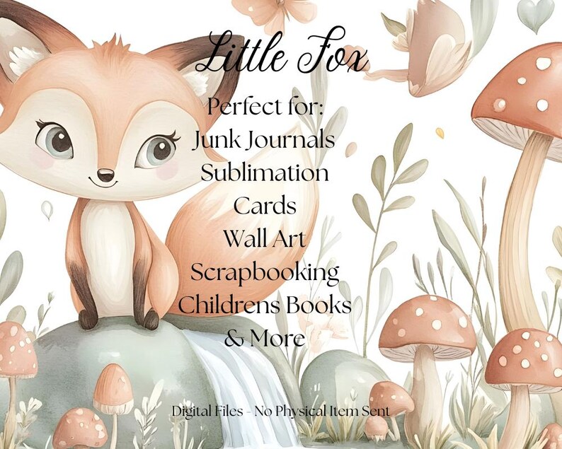 Little Fox Clipart: Woodland Animal Graphics, Scrapbooking (digital ...