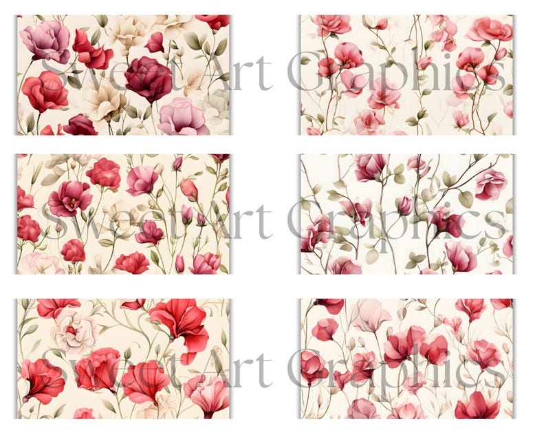 Sweet Pea A4 Landscape Digital Papers, 13 Designs, Floral Background ...