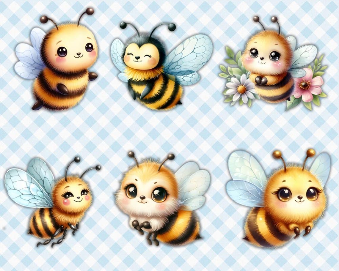Cute Bee's Digital Clipart Transparent Background Clipart, Insect ...