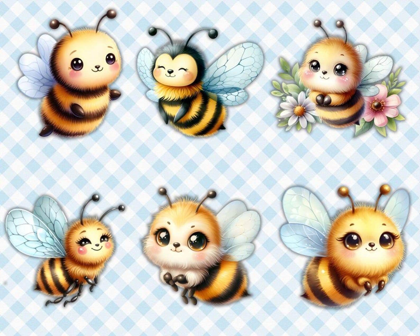Cute Bee's Digital Clipart Transparent Background Clipart, Insect ...