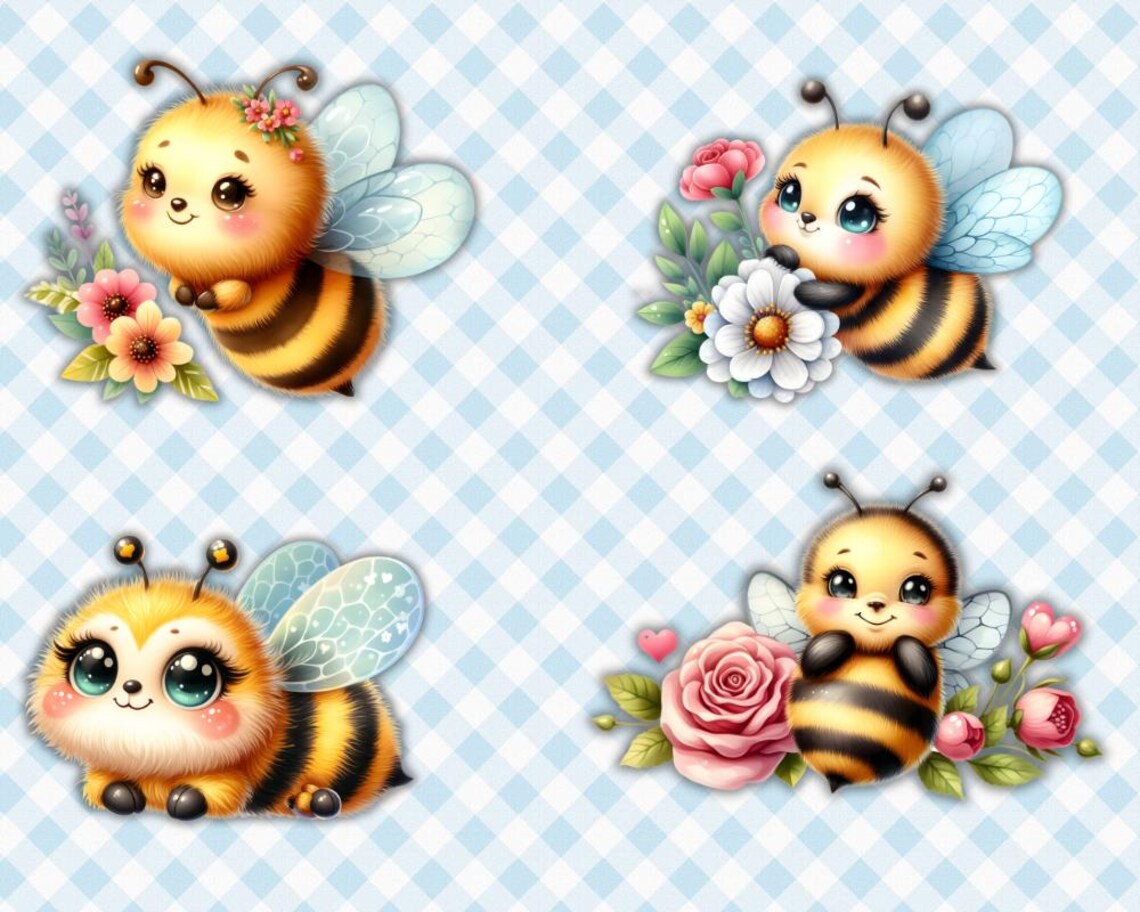 Cute Bee's Digital Clipart Transparent Background Clipart, Insect ...
