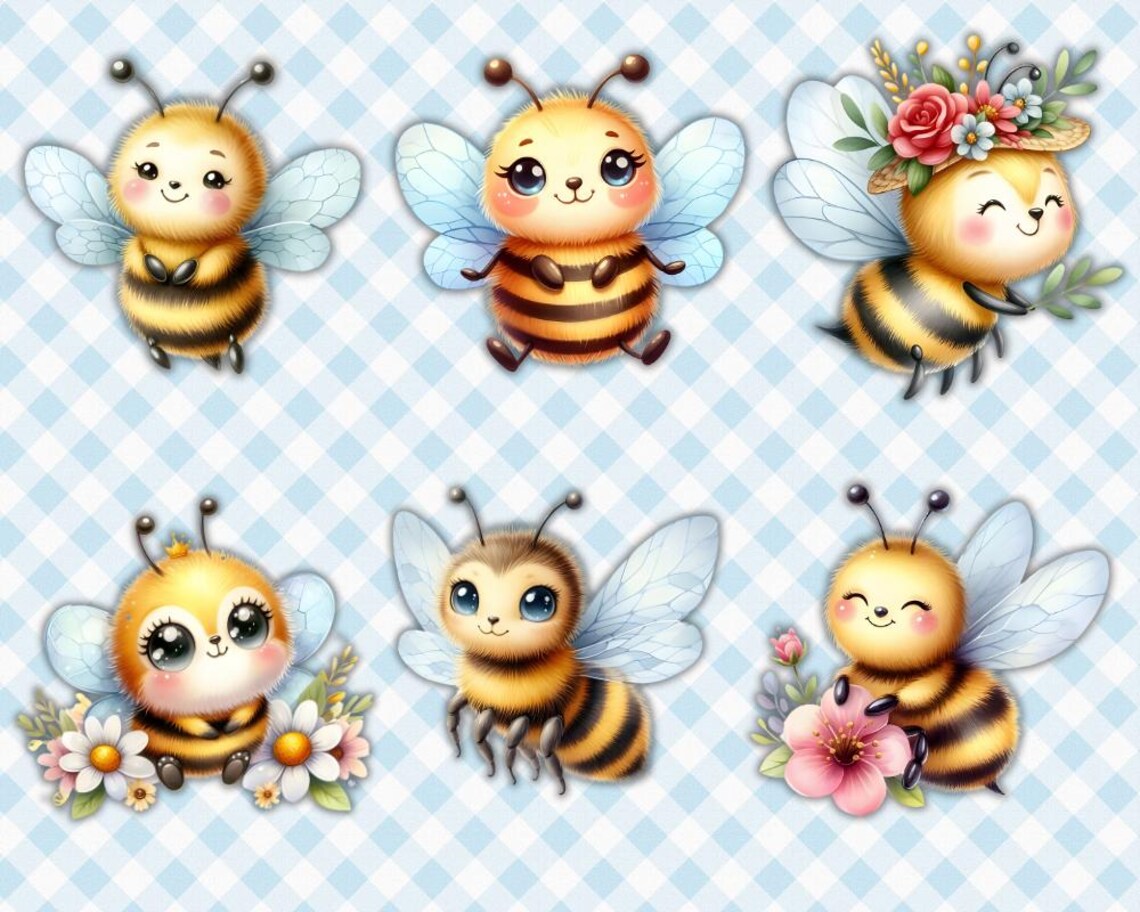 Cute Bee's Digital Clipart Transparent Background Clipart, Insect ...