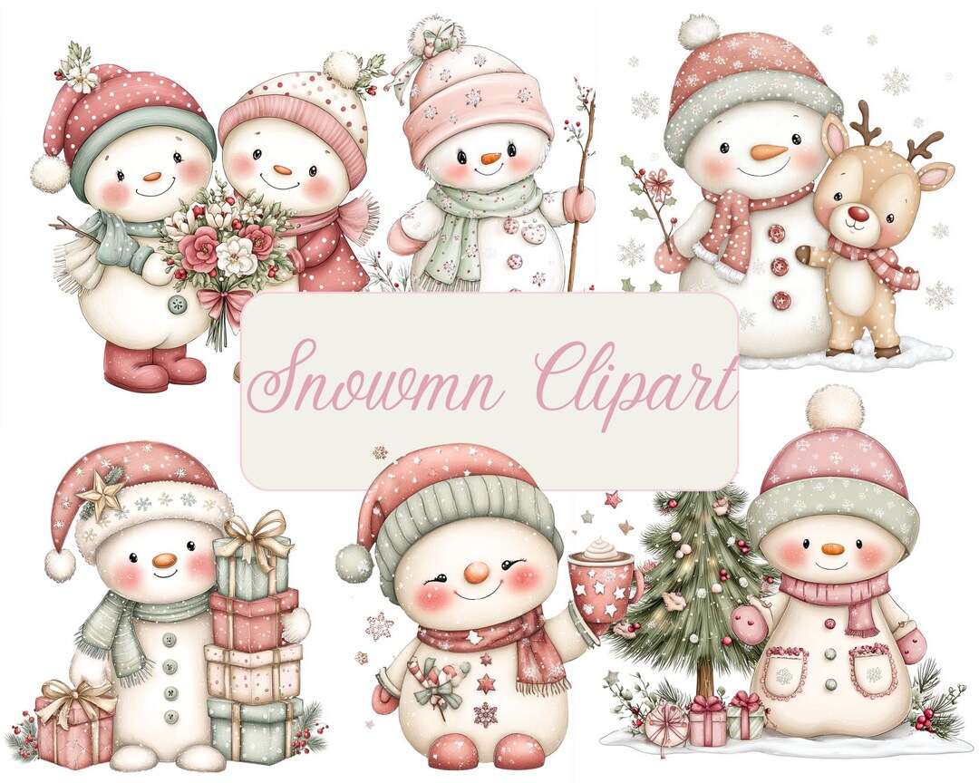 Christmas Snowmen Clipart | Festive Holiday Images (digital Download ...