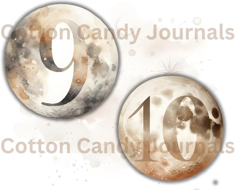 Moon Numbers Clipart: Transparent PNG for Cake Toppers (digital ...