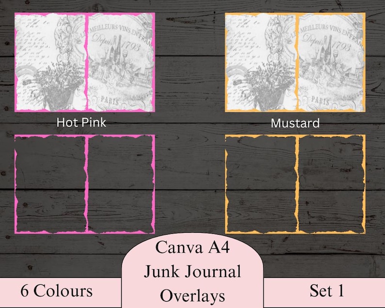 Canva Torn Edge Junk Journal Overlays A4 Set 1, Double Page Overlays ...
