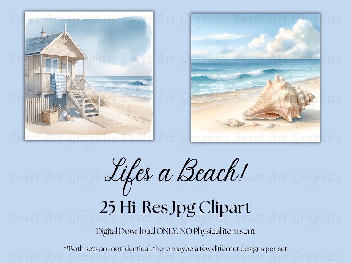 Beach Life Clipart: Hi-res Coastal Images (digital Download) - Etsy