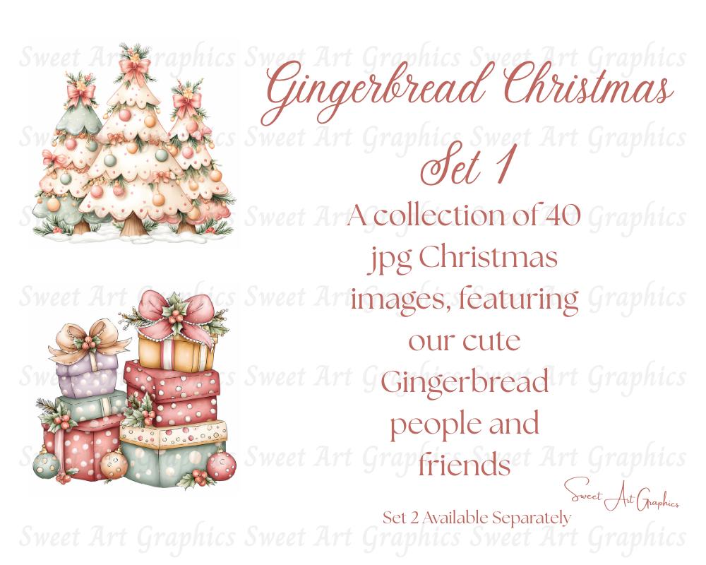 Gingerbread Christmas Clipart: People, Houses, Decorations (40 JPG ...