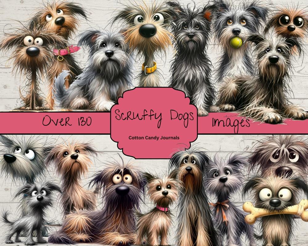 Scruffy Dogs Clipart: Whimsical Pet Graphics (digital Download) - Etsy