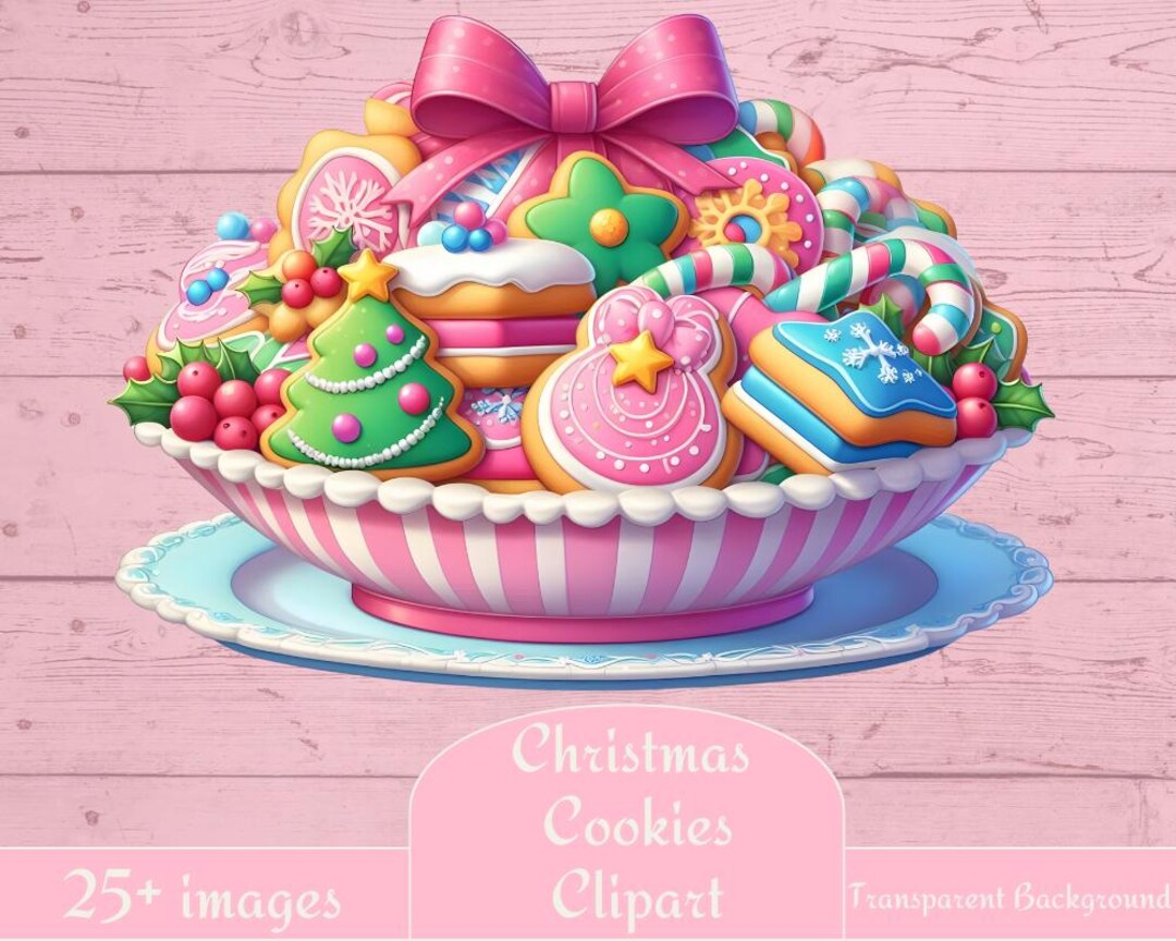 Whimsical Christmas Cookie Clipart: Pastel Holiday Designs (digital ...