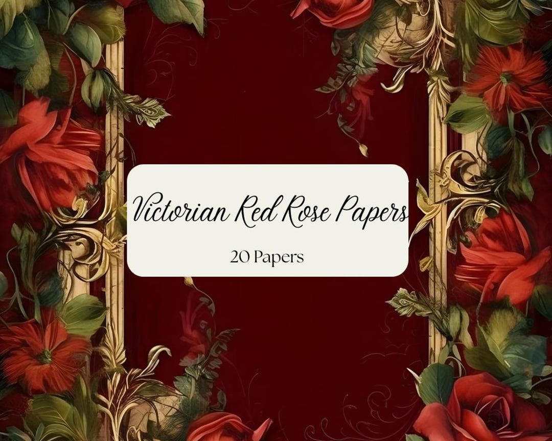 Victorian Red Rose Digital Paper: Gothic Junk Journal, Scrapbook Supply ...