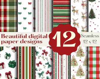 Christmas Digital Papers(seamless)holiday,scrapbook Paper,pattern ...