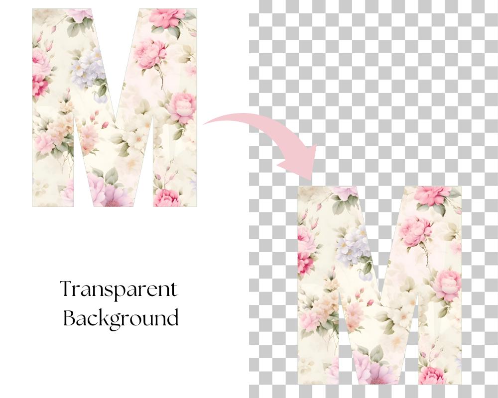 Floral Alphabet Clipart: Romantic Shabby Chic Letters (digital Download ...