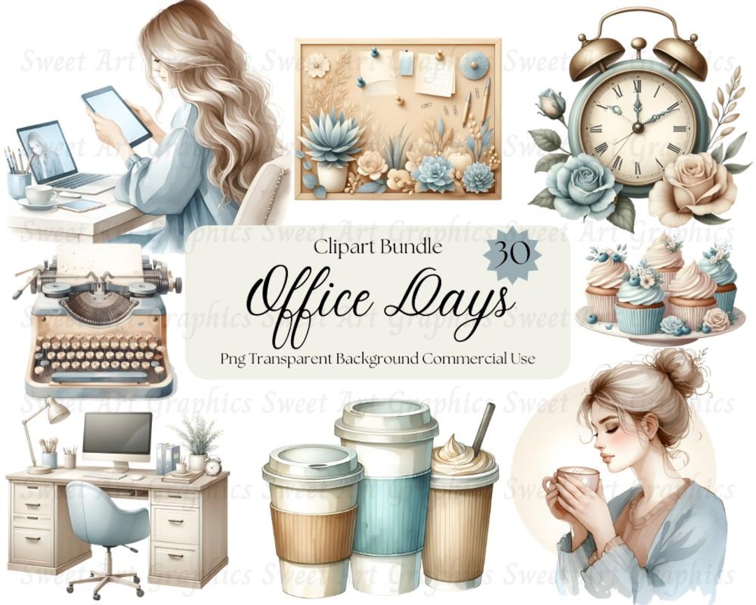 Office Days Digital Transparent Background Clipart 30 Images, Blue ...